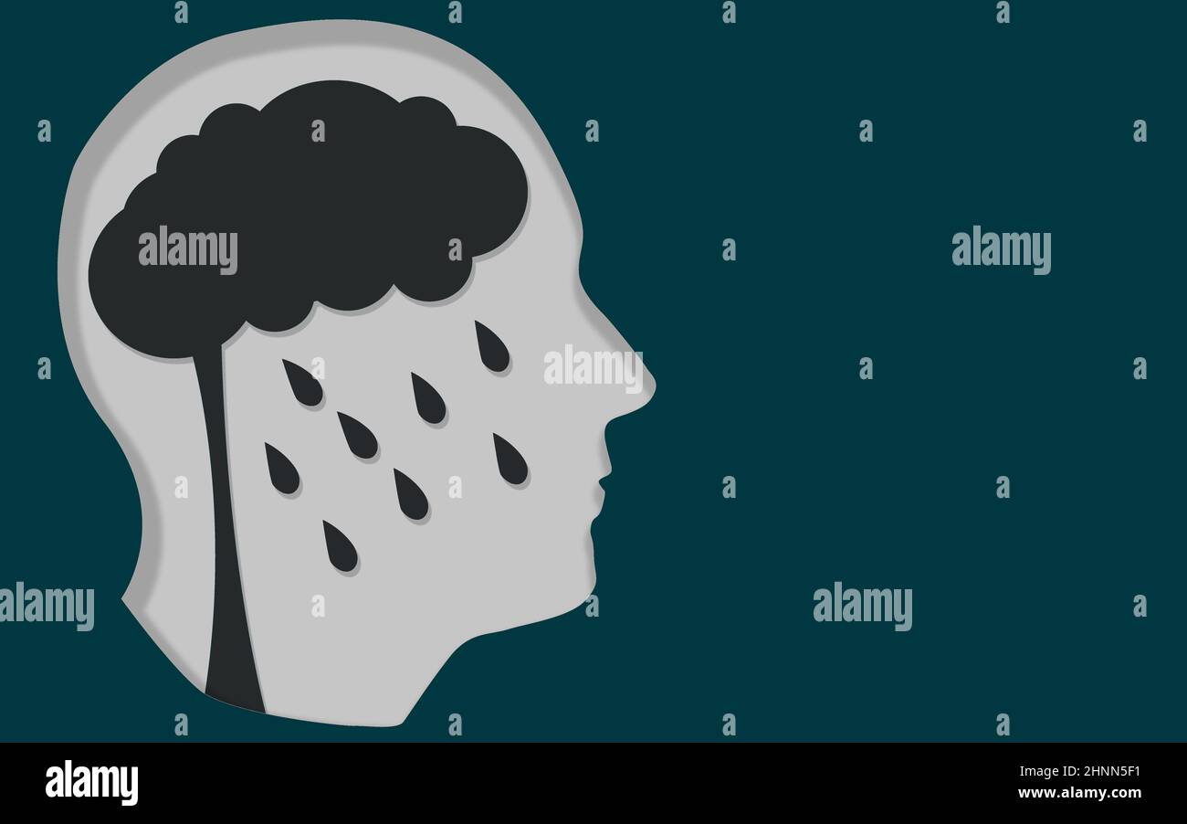 Human head with depression mental disease , 3D rendering Stock Photo ...