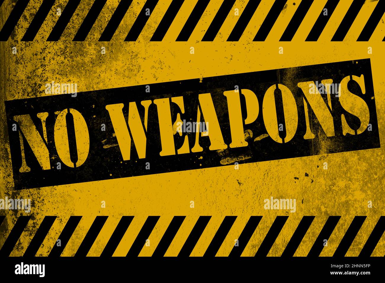 No weapons sign yellow with stripes, 3D rendering Stock Photo - Alamy