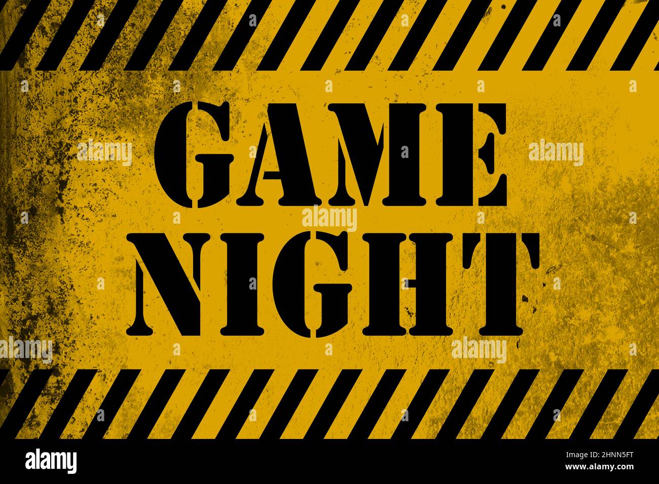 Game night sign yellow with stripes, 3D rendering Stock Photo - Alamy