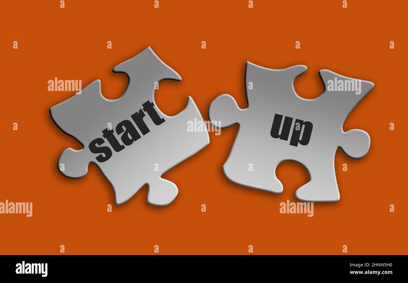 Start up word on white puzzle, 3D rendering Stock Photo - Alamy