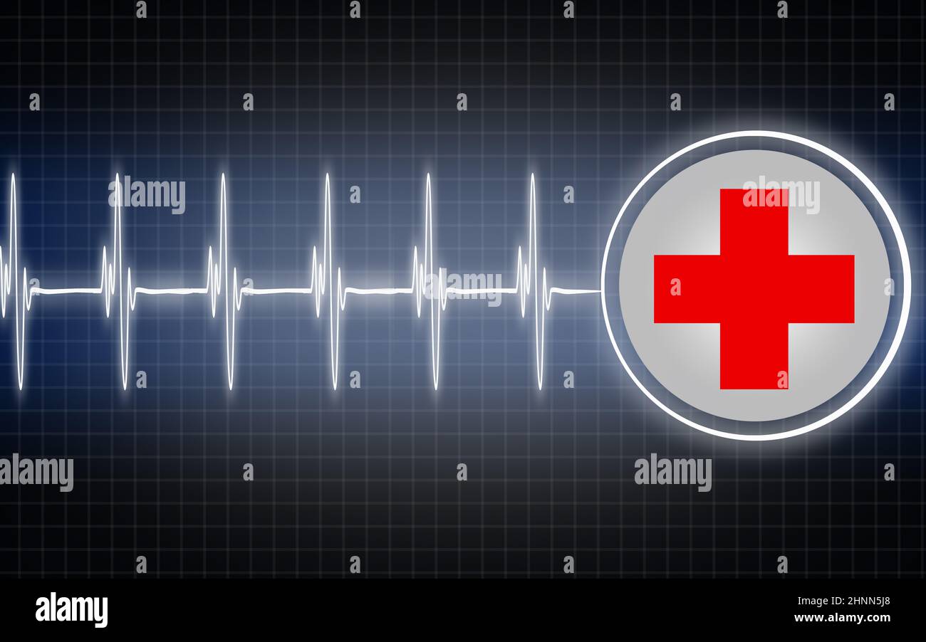 Medical cross symbol with heartbeat in green, 3D rendering Stock Photo ...