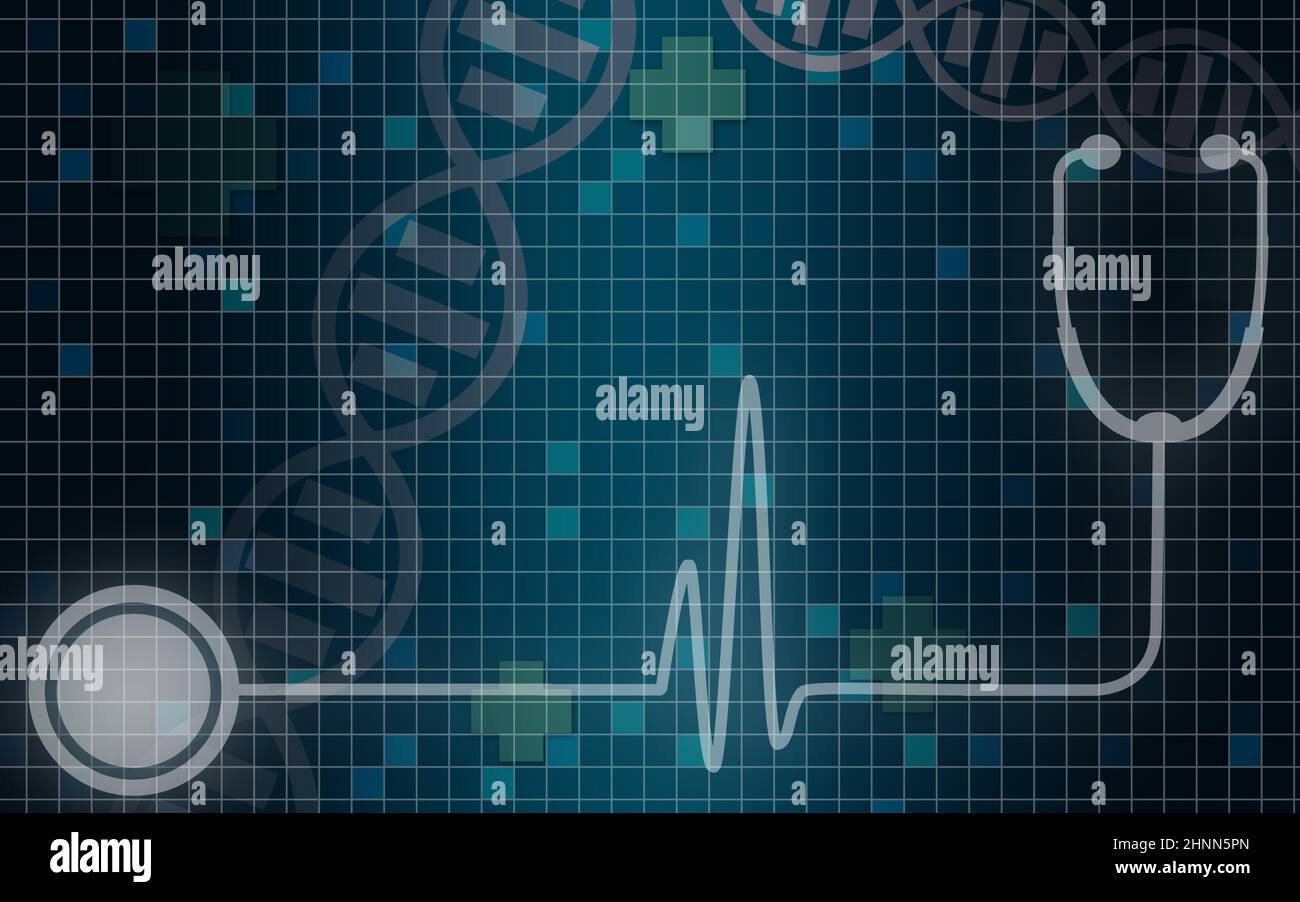 Stethoscope with a heart beat cardiogram,3D rendering Stock Photo - Alamy