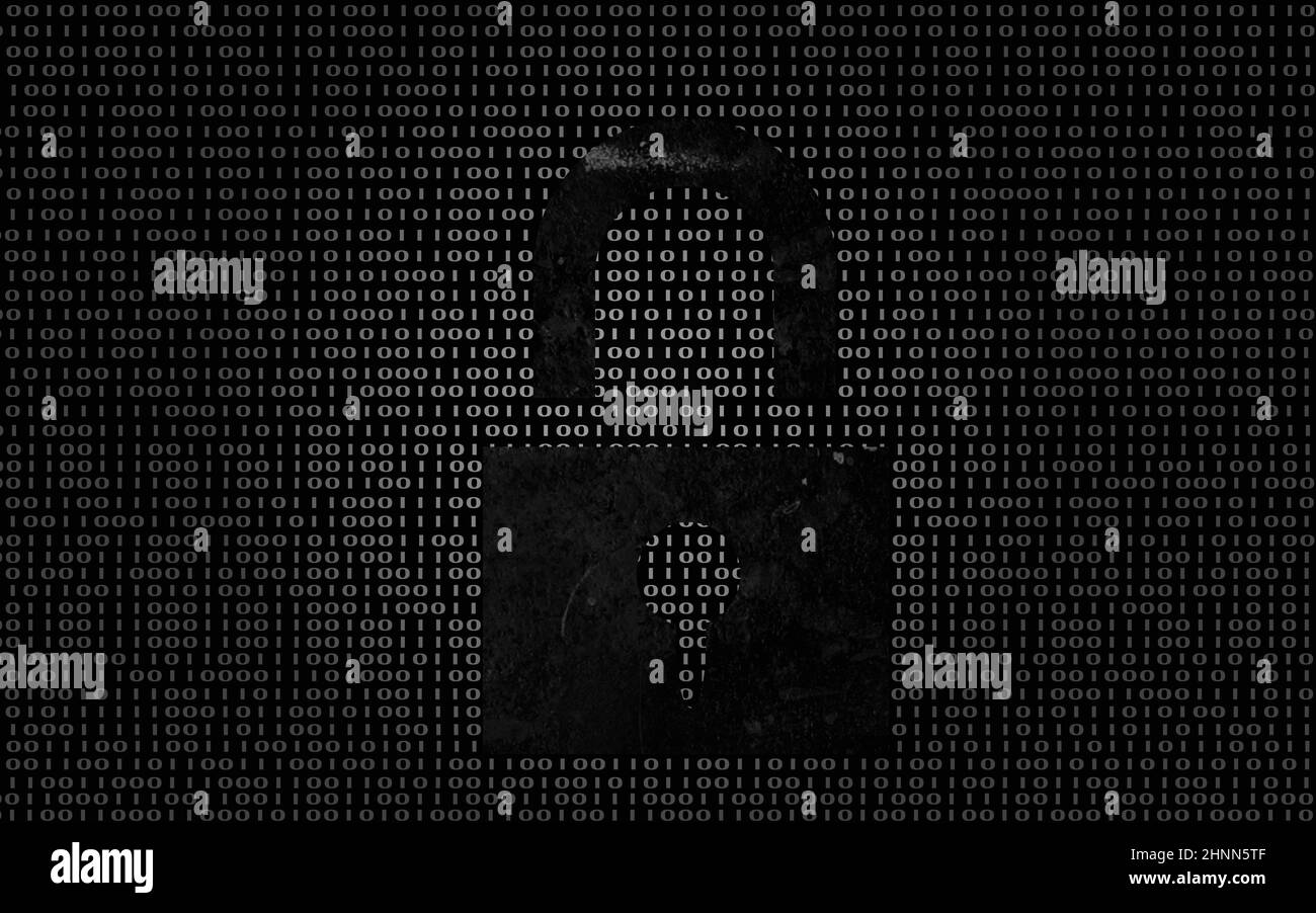 Lock on digital binary code background, 3D rendering Stock Photo - Alamy