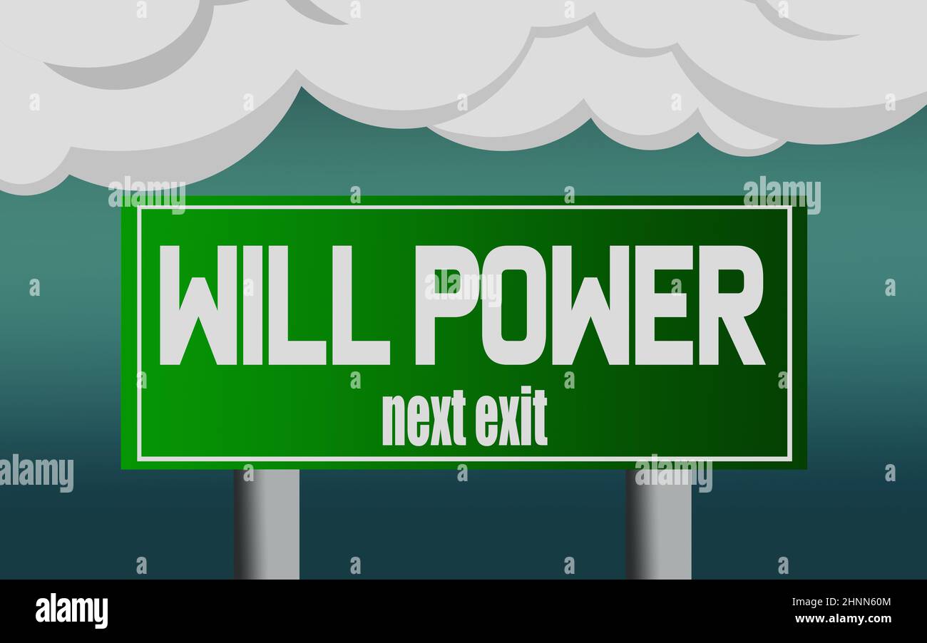 Will power word with exit highway street sign, 3D rendering Stock Photo ...