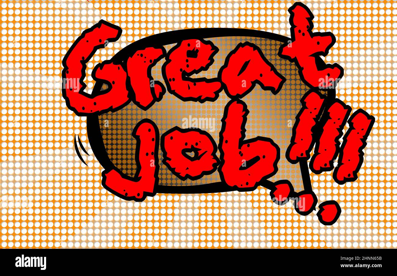 Great job text with comic book style, 3D rendering Stock Photo - Alamy