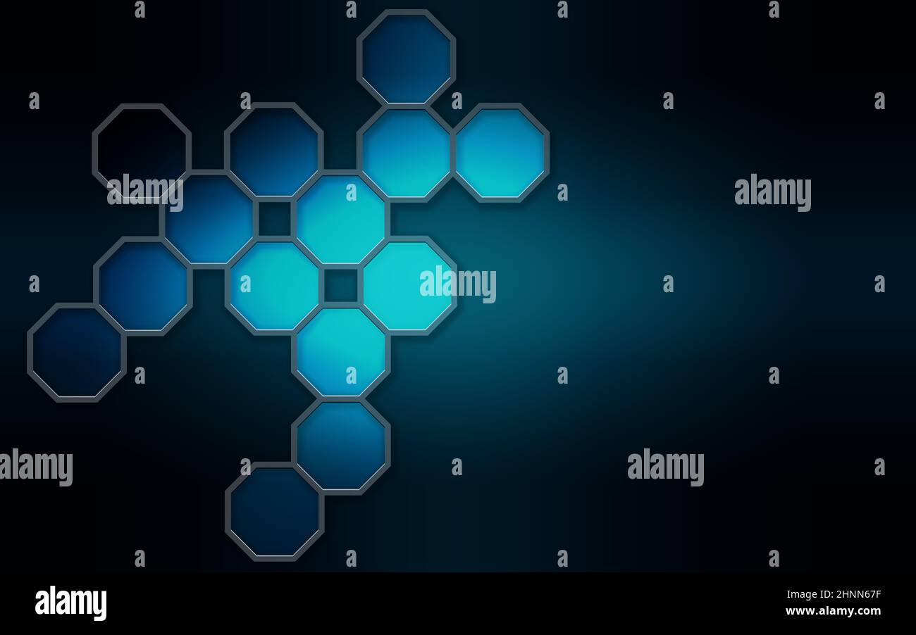 Hexagonal molecular structures in technology background ,3D rendering ...