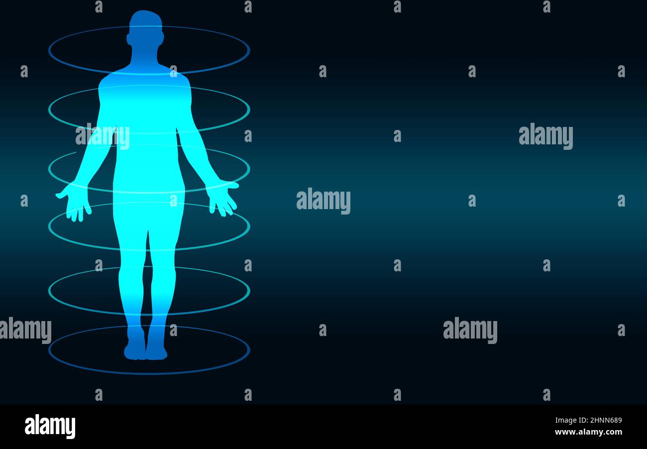Human body medical scan on a blue background,3D rendering Stock Photo ...