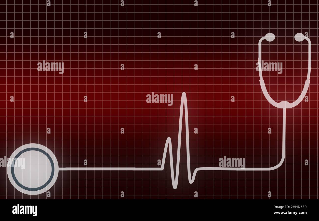 Stethoscope with a heart beat cardiogram,3D rendering Stock Photo - Alamy