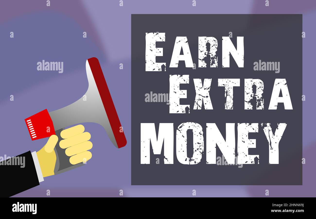 Earn extra money word with megaphone sound icon, 3D rendering Stock ...