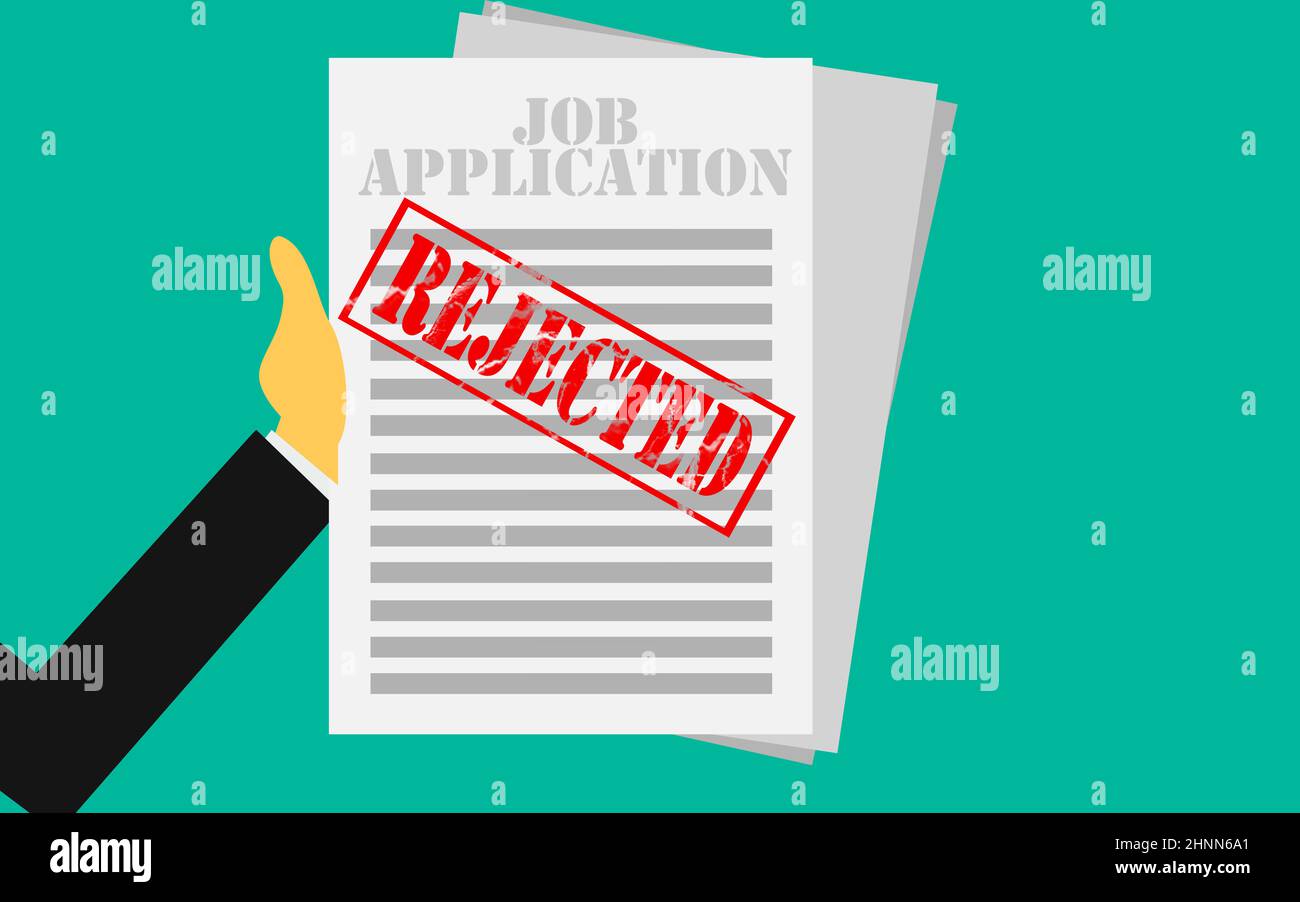 Hand holds job application with rejected stamp , 3D rendering Stock ...