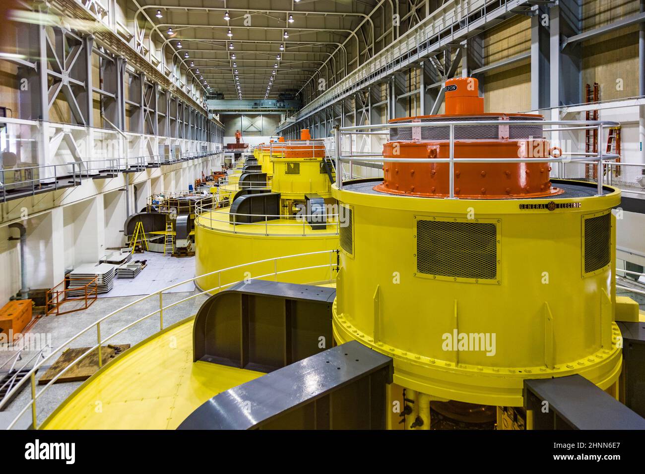 Inside the Glen Canyon dam in Page with view to the turbines Stock ...