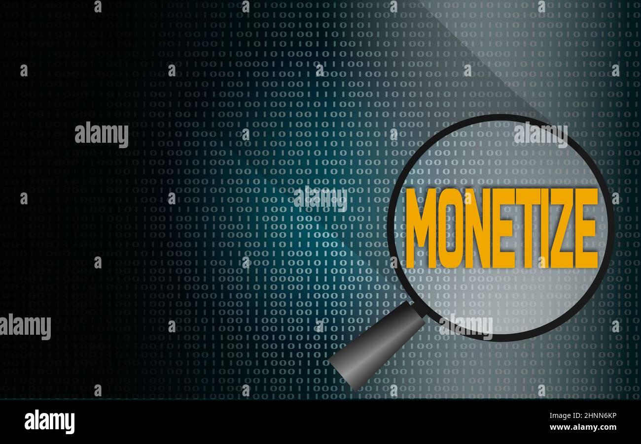 Monetize word with binary background, 3D rendering Stock Photo - Alamy