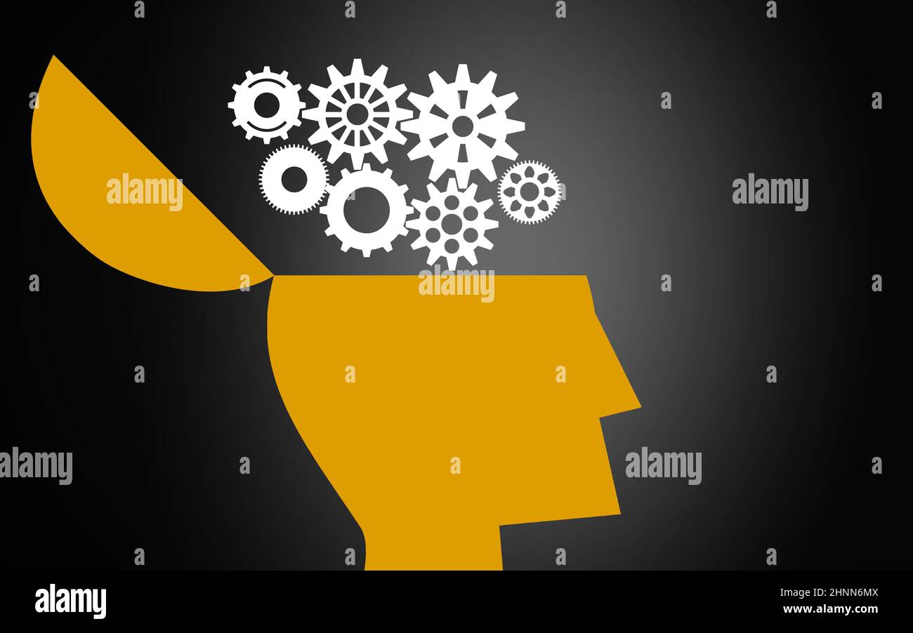 Human head gears work outline hi-res stock photography and images - Alamy