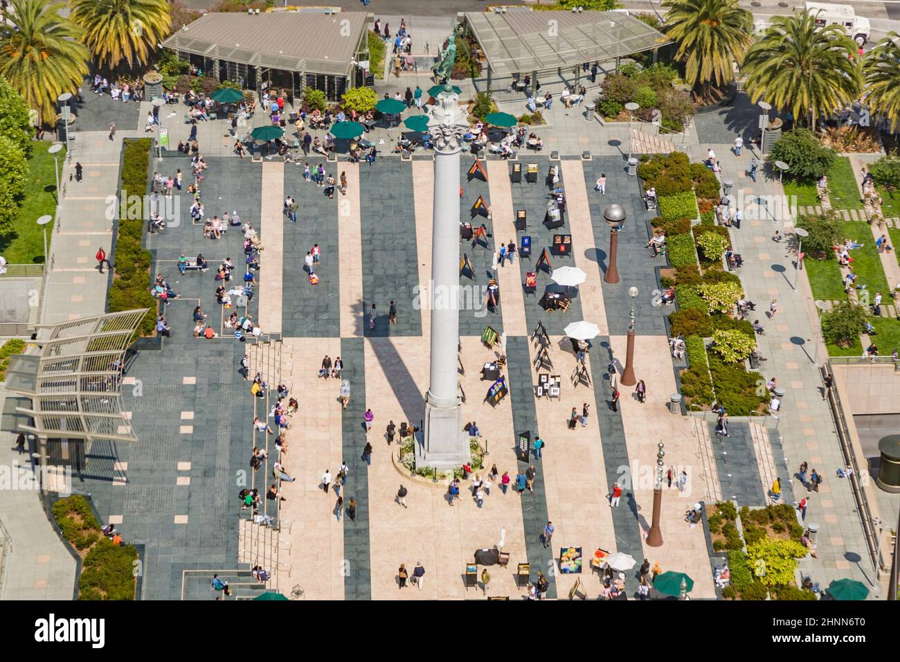 aerial view to famous street iand Union Square in San Francisco Stock ...