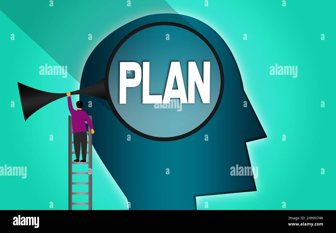 Finding plan within human head, 3D rendering Stock Photo - Alamy