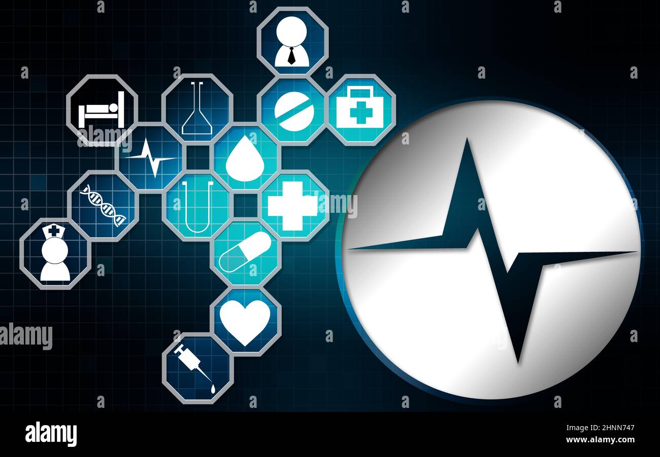 Health care logo and heart beat pulse, 3D rendering Stock Photo - Alamy