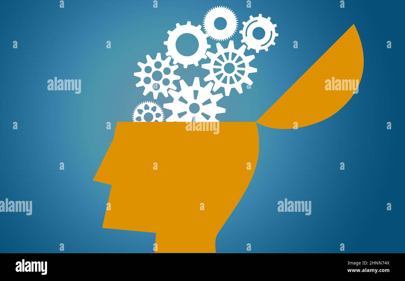 Human head with concept of imagination and ideas, 3D rendering Stock ...