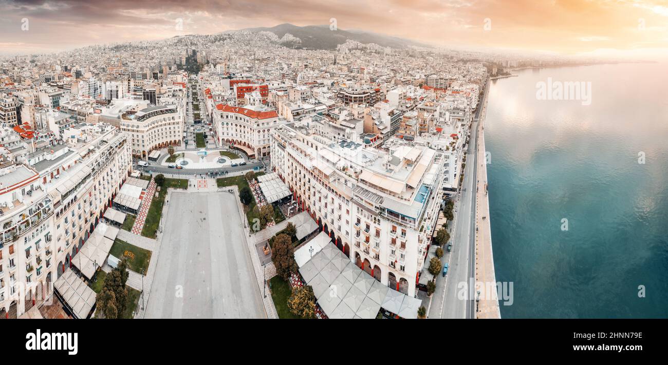 Aerial view of main tourist attraction of Thessaloniki - Aristotle ...