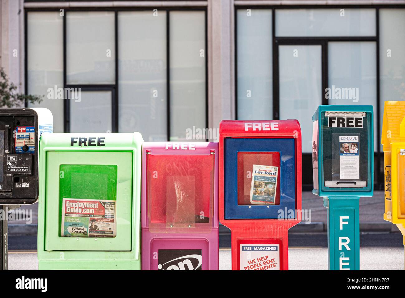 newspaper boxes with free newspaper for everyone. These papers are ...