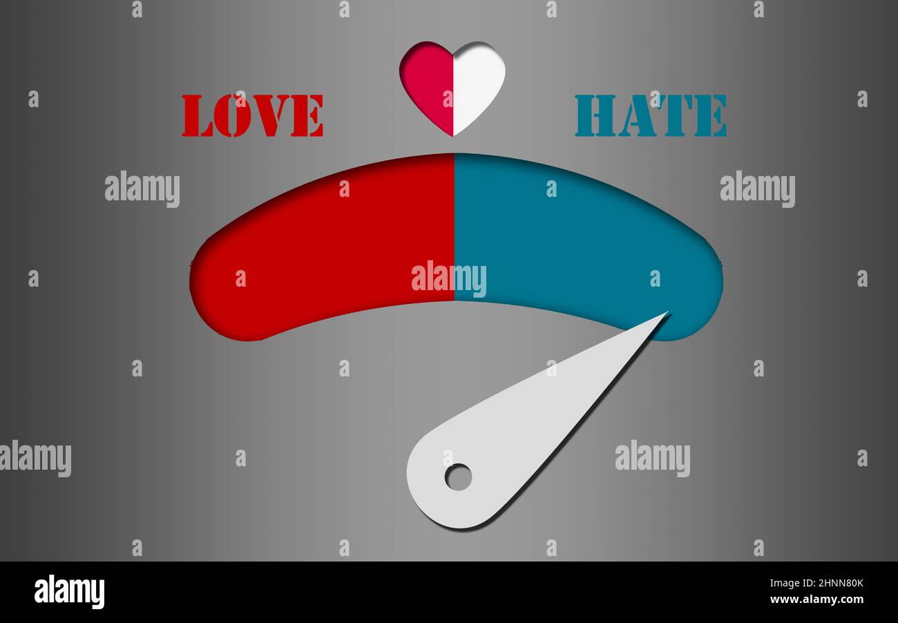 Love and hate gauge concept , 3D rendering Stock Photo - Alamy