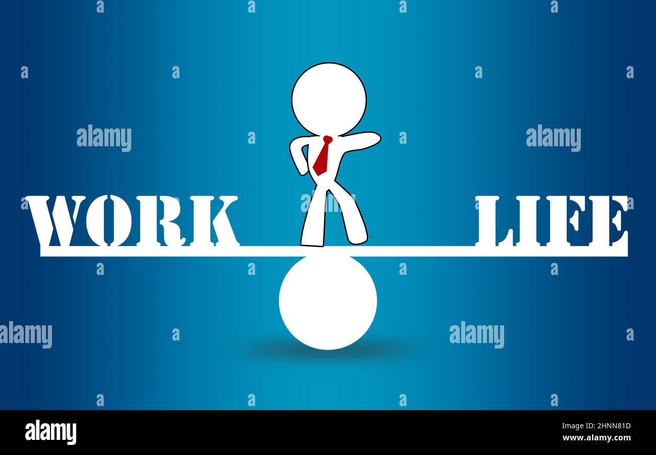 Work life balance concept with blue background, 3D rendering Stock ...