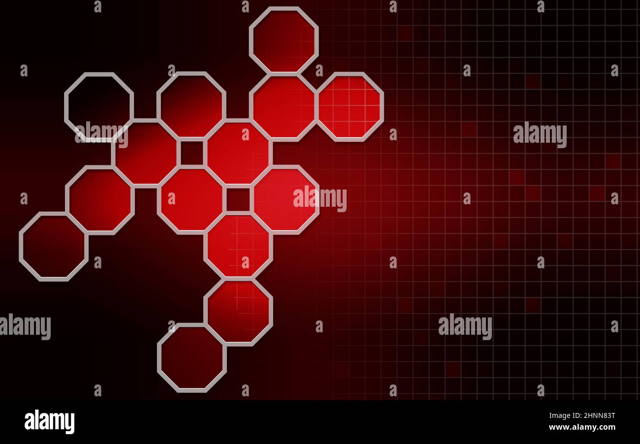 Hexagonal structures in red background,3D rendering Stock Photo - Alamy