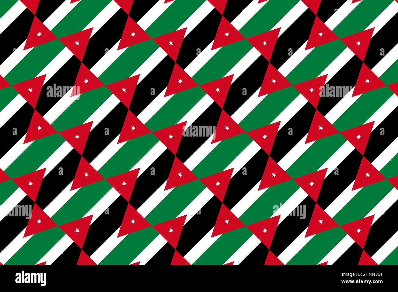 Geometric pattern in the colors of the national flag of Jordan. The ...