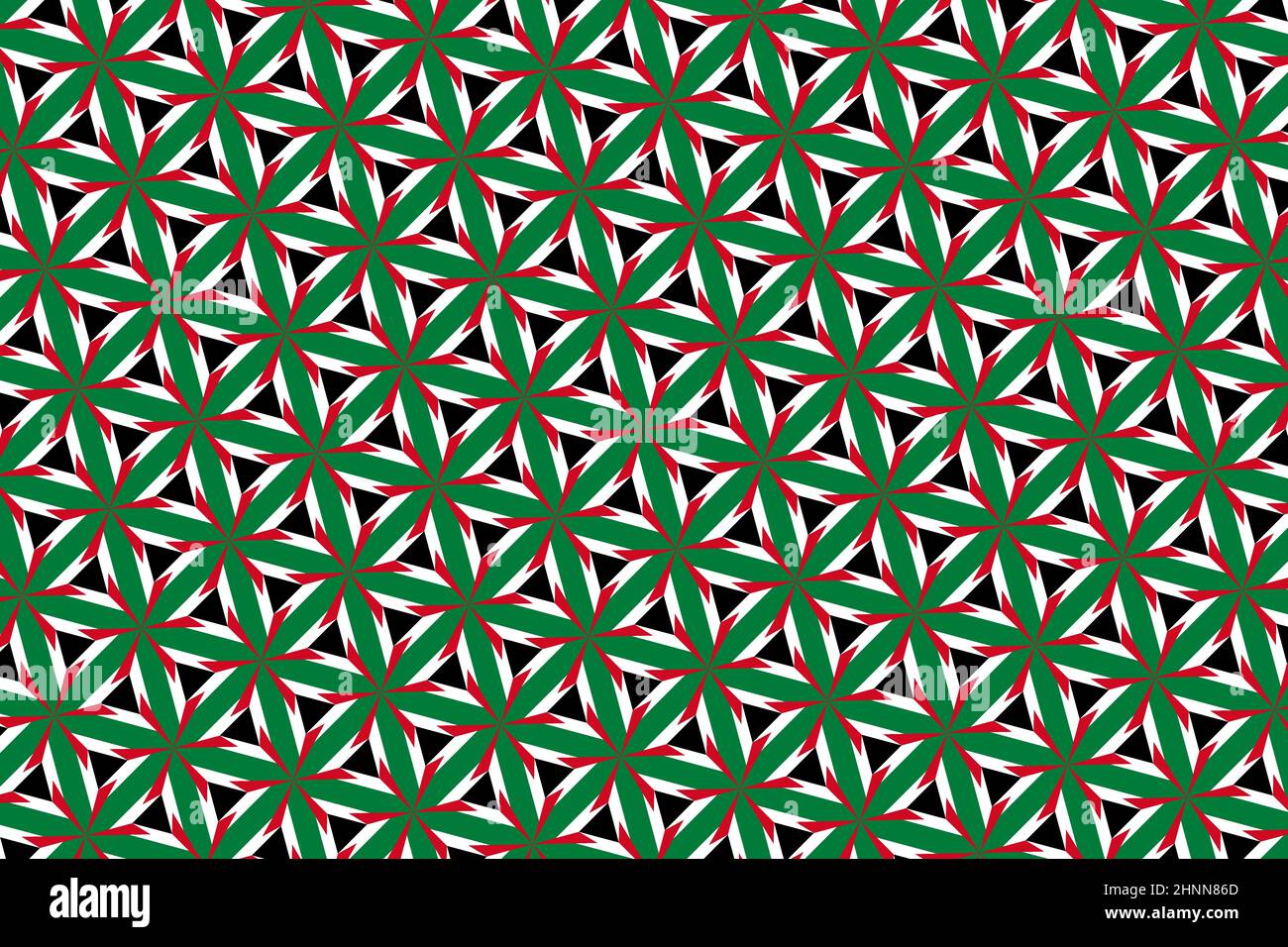 Geometric pattern in the colors of the national flag of Jordan. The ...