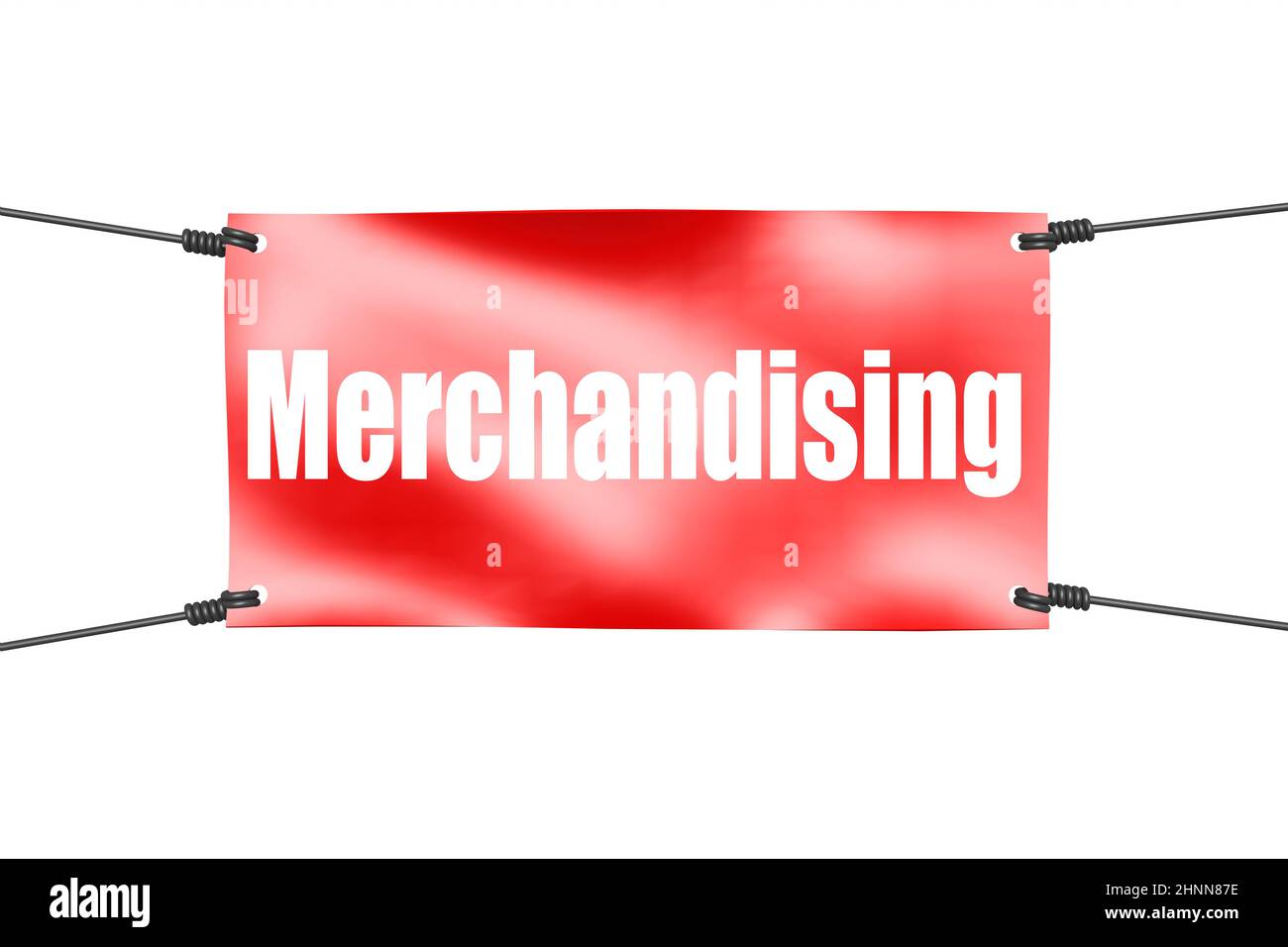 Merchandising word with red tie up banner, 3D rendering Stock Photo - Alamy