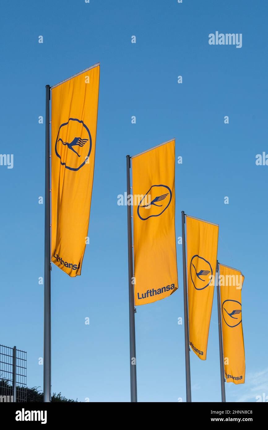 Lufthansa flag with Lufthansa symbol Stock Photo - Alamy