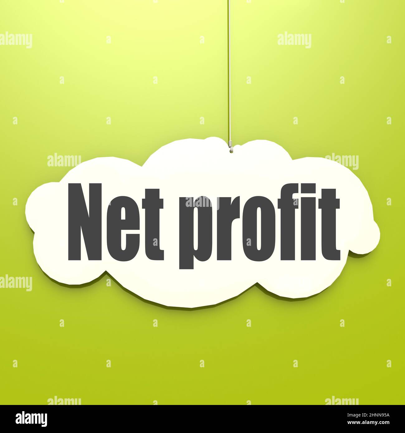 Net profit word on white cloud with green background, 3D rendering ...
