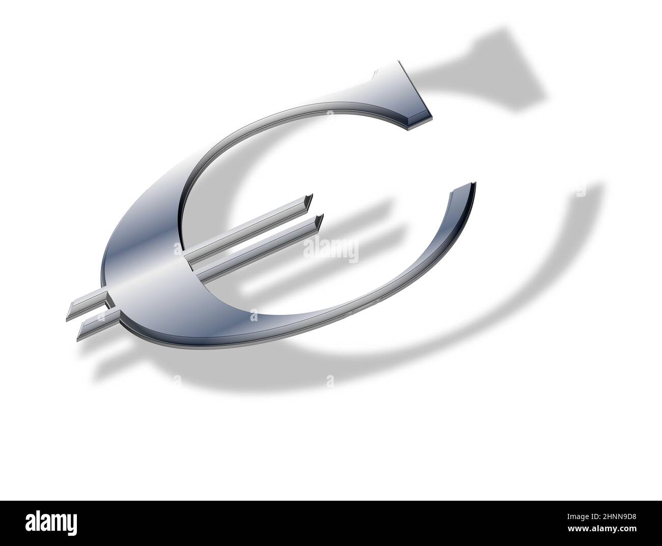 Euro currency symbol in gray on a white background as a 3D illustration ...