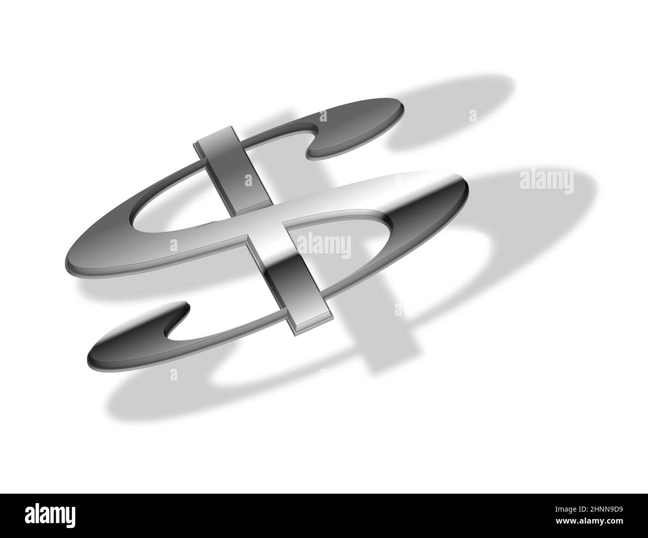 Dollar currency symbol in gray on a white background as a 3D ...