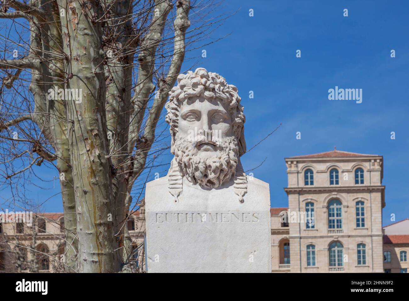 statue of creek explorer Euthymenes of Massalia (Marseille), who ...