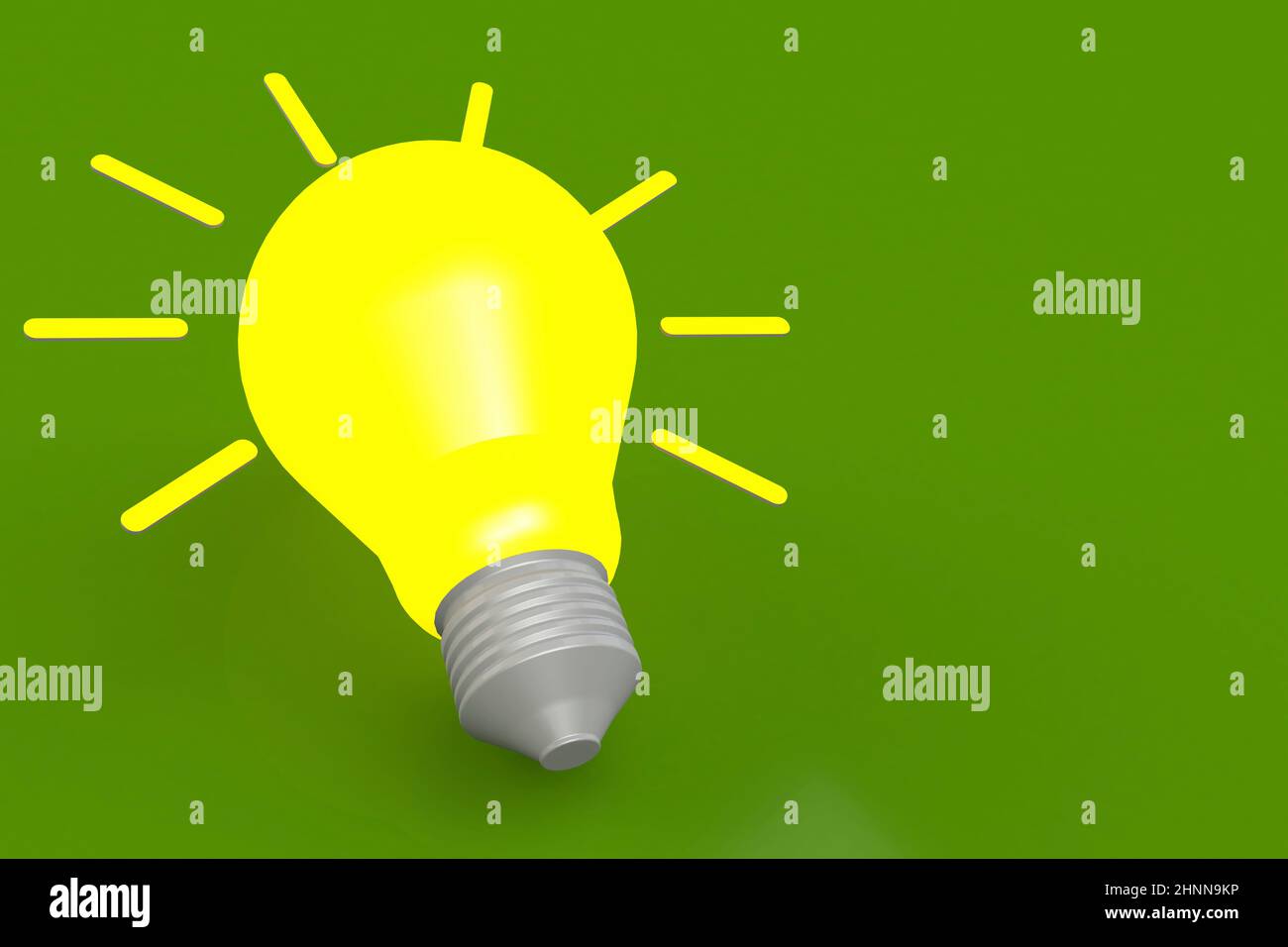 Light bulb with green background. Creative concept, 3D rendering Stock ...