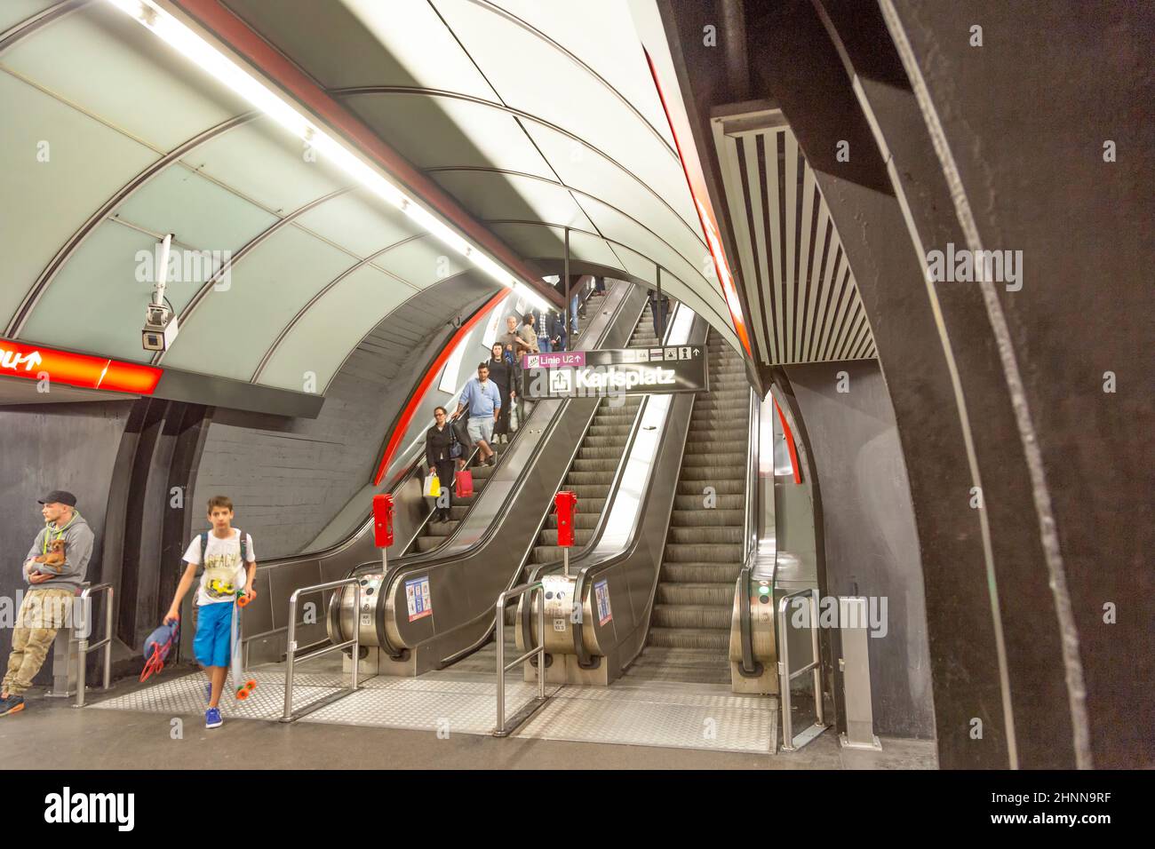 People hurry in Metro station in Vienna. With 534m annual passengers ...