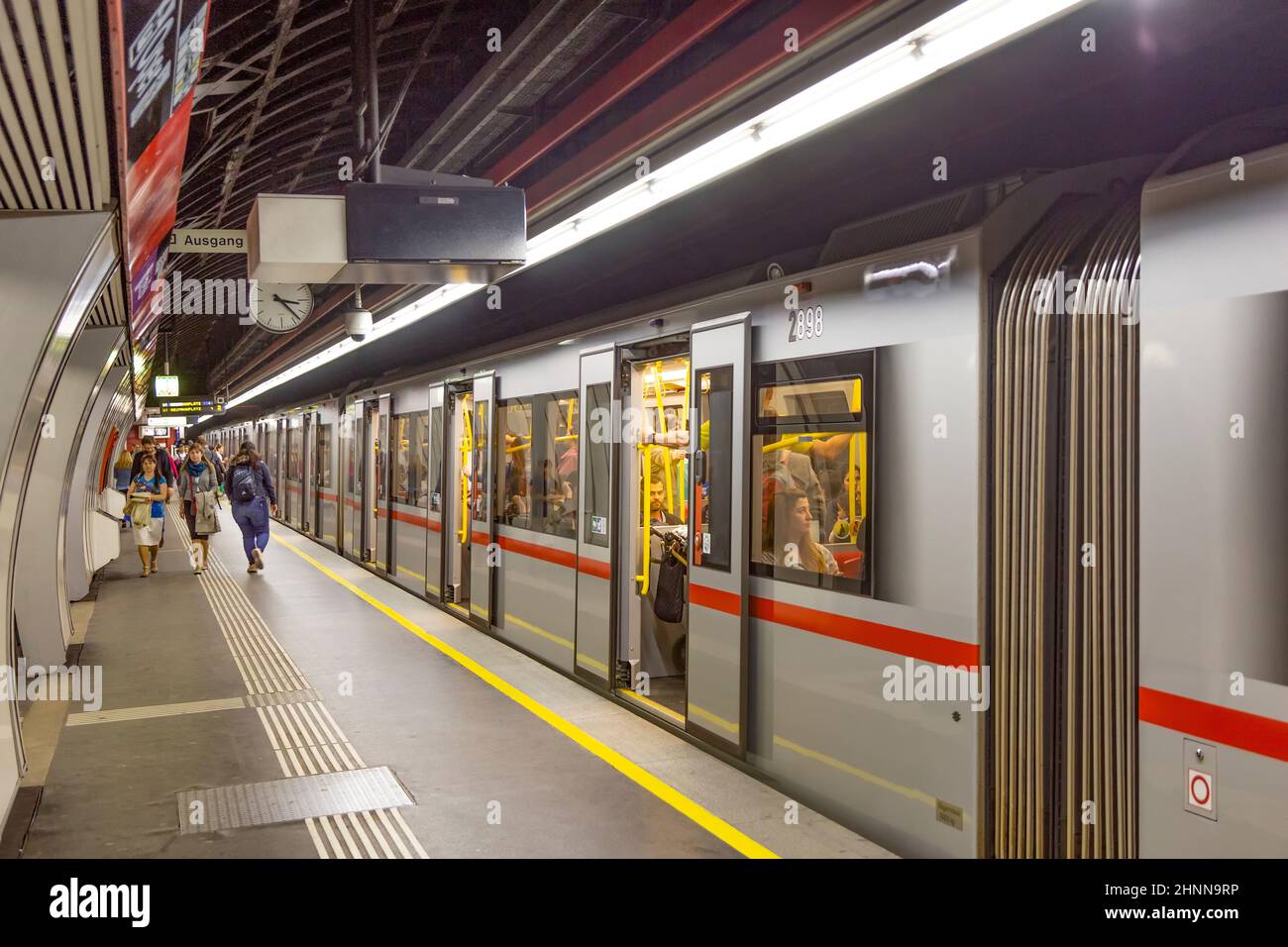 People hurry in Metro station in Vienna. With 534m annual passengers ...