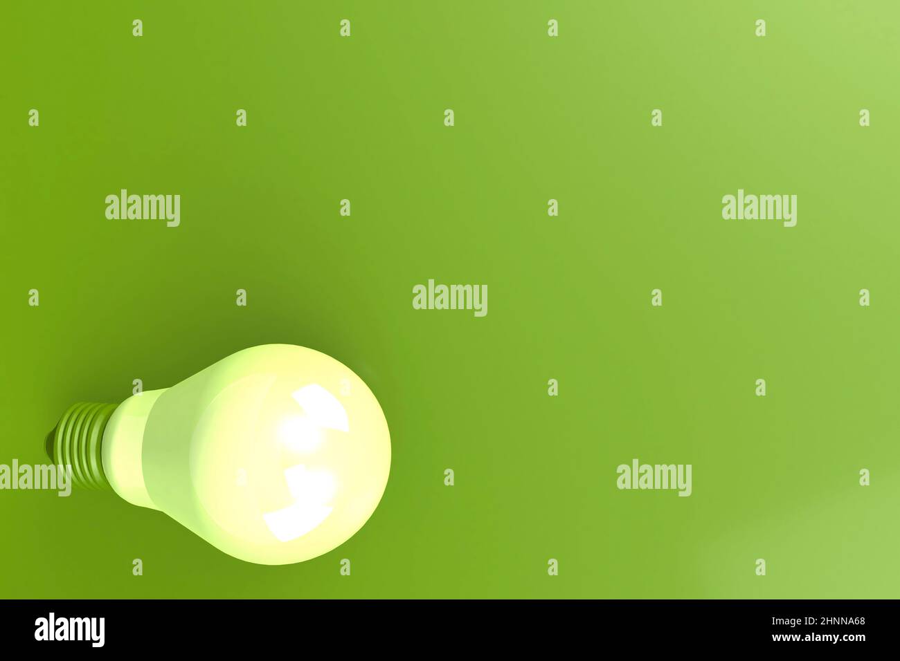 Light bulb with green background. Creative concept, 3D rendering Stock ...