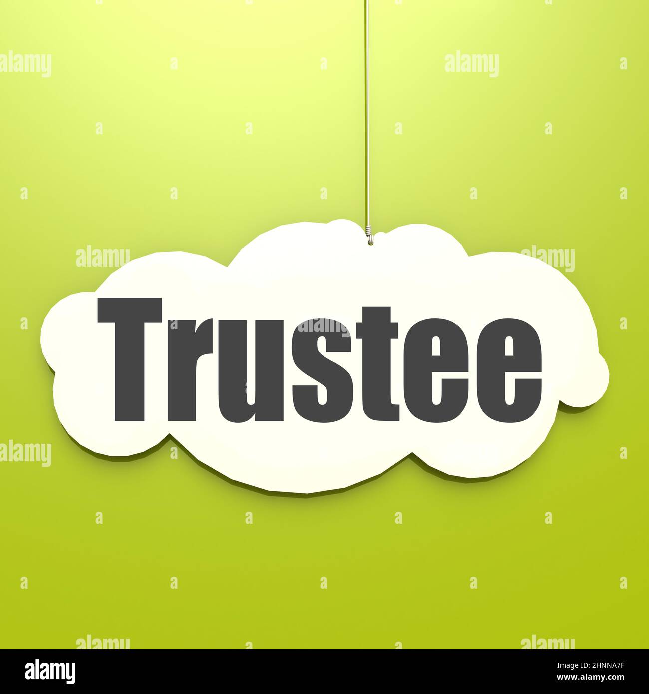 Trustee word on white cloud with green background, 3D rendering Stock ...