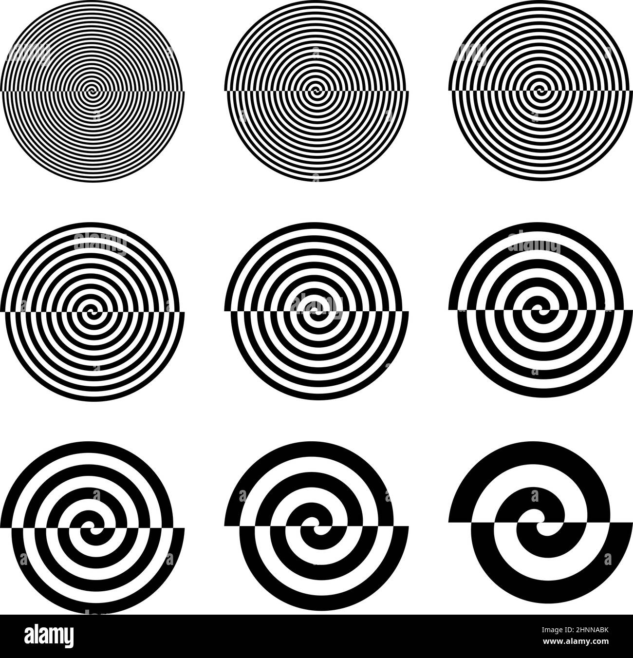 Spiral, swirl, twirl and whirl design elements. Vector - stock vector ...