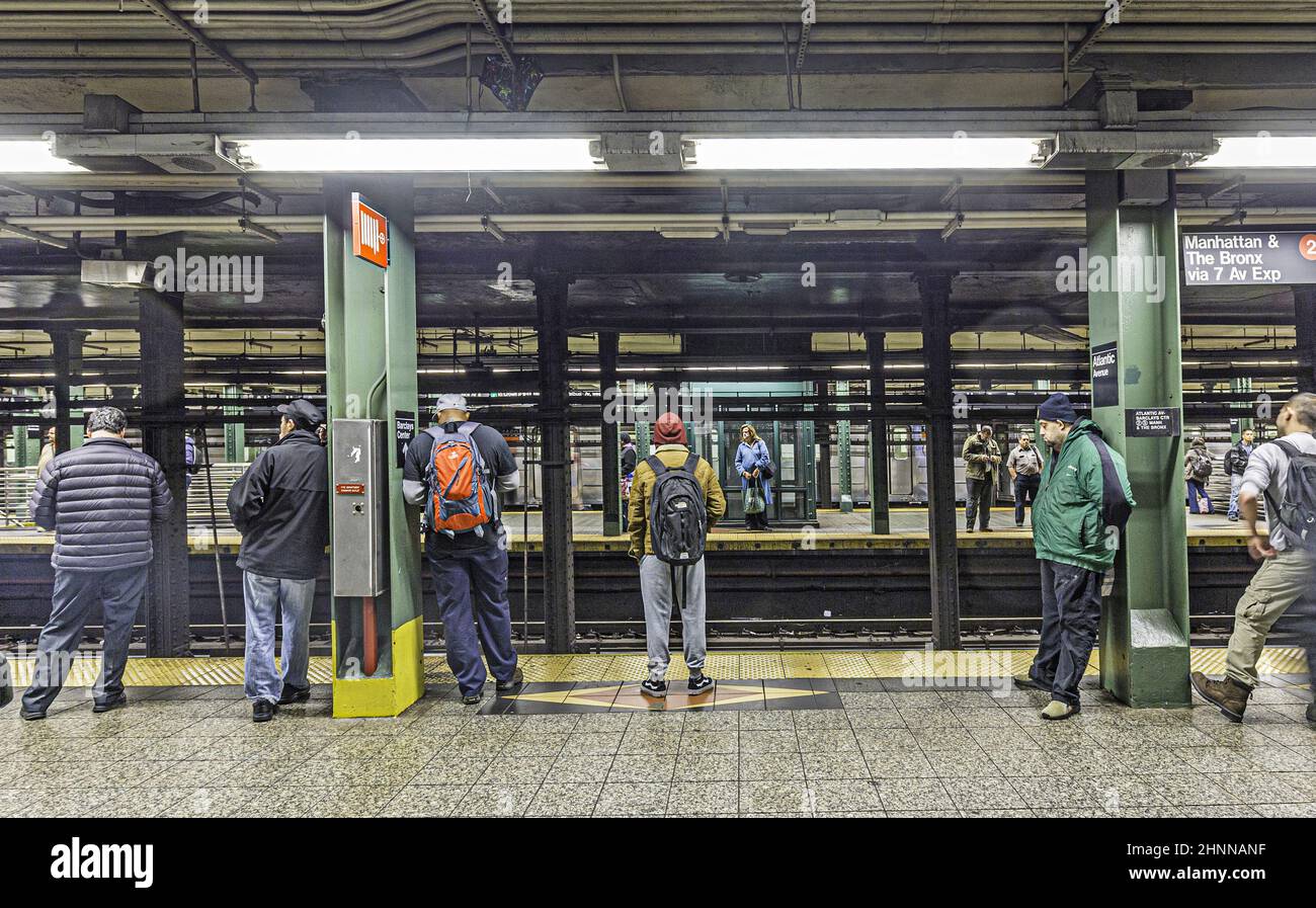 People wait at subway station Wall street in New York Stock Photo - Alamy