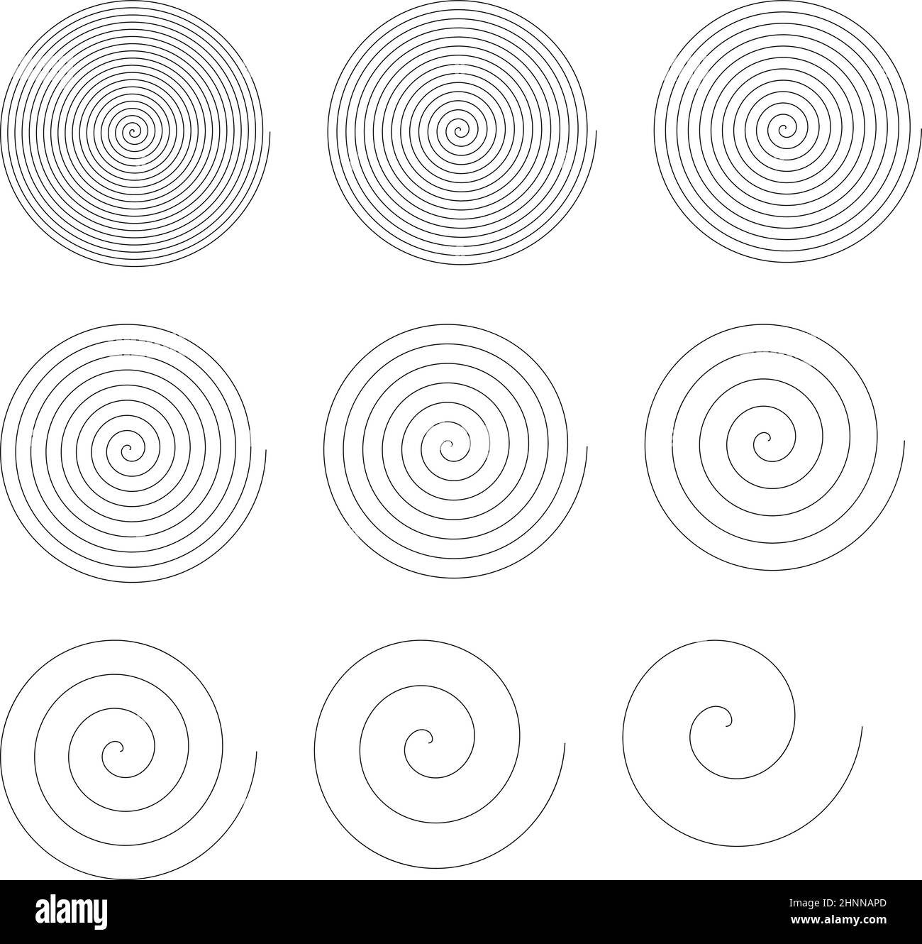 Spiral, swirl, twirl and whirl design elements. Vector - stock vector ...