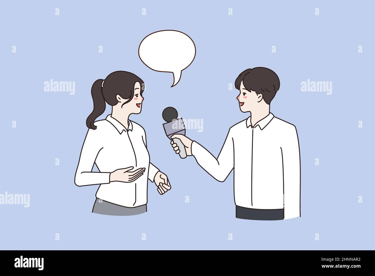 Man and woman talk have discussion interview at workplace for open ...