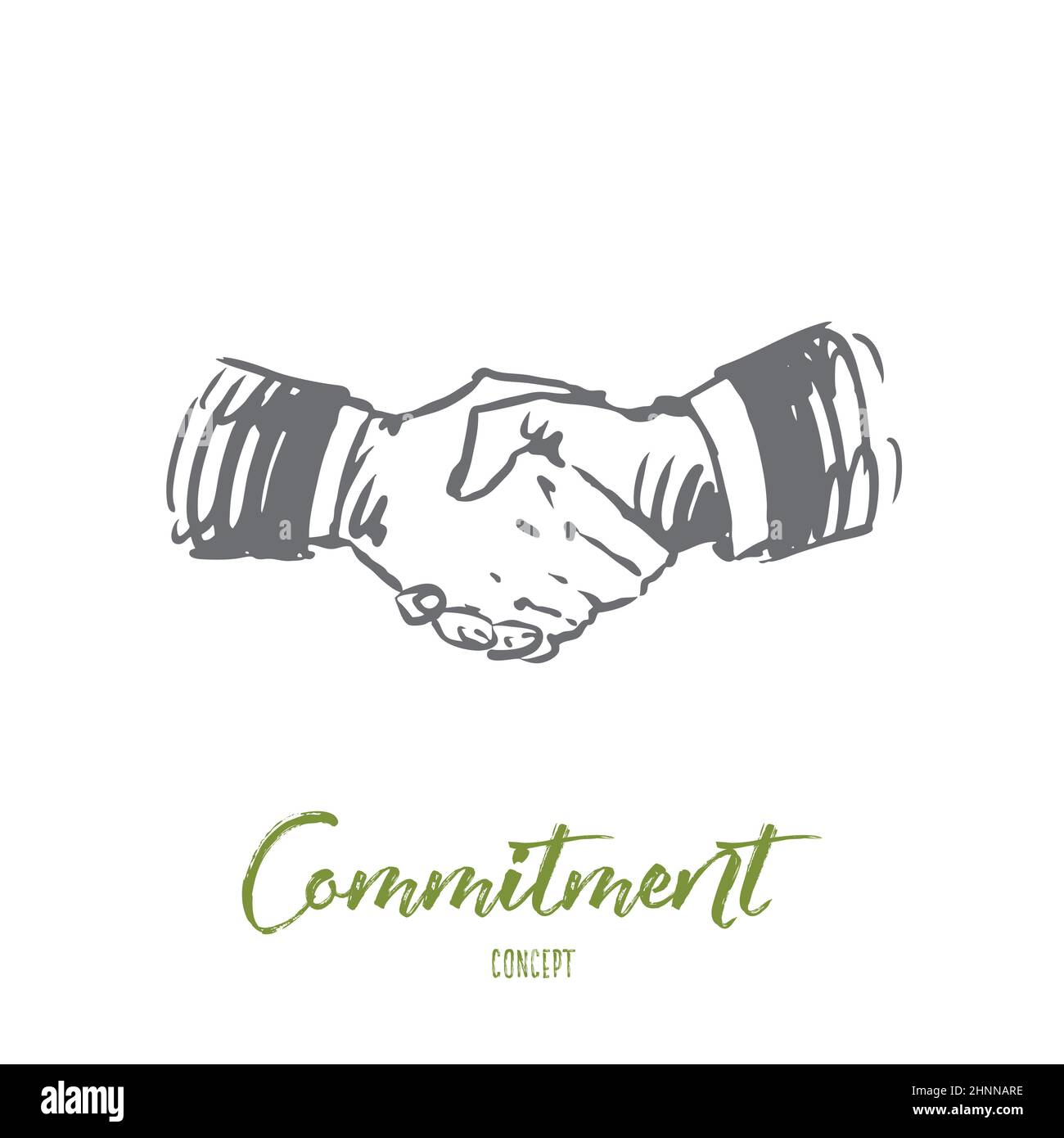 Commitment, hand, deal, business, partnership concept. Hand drawn hand ...