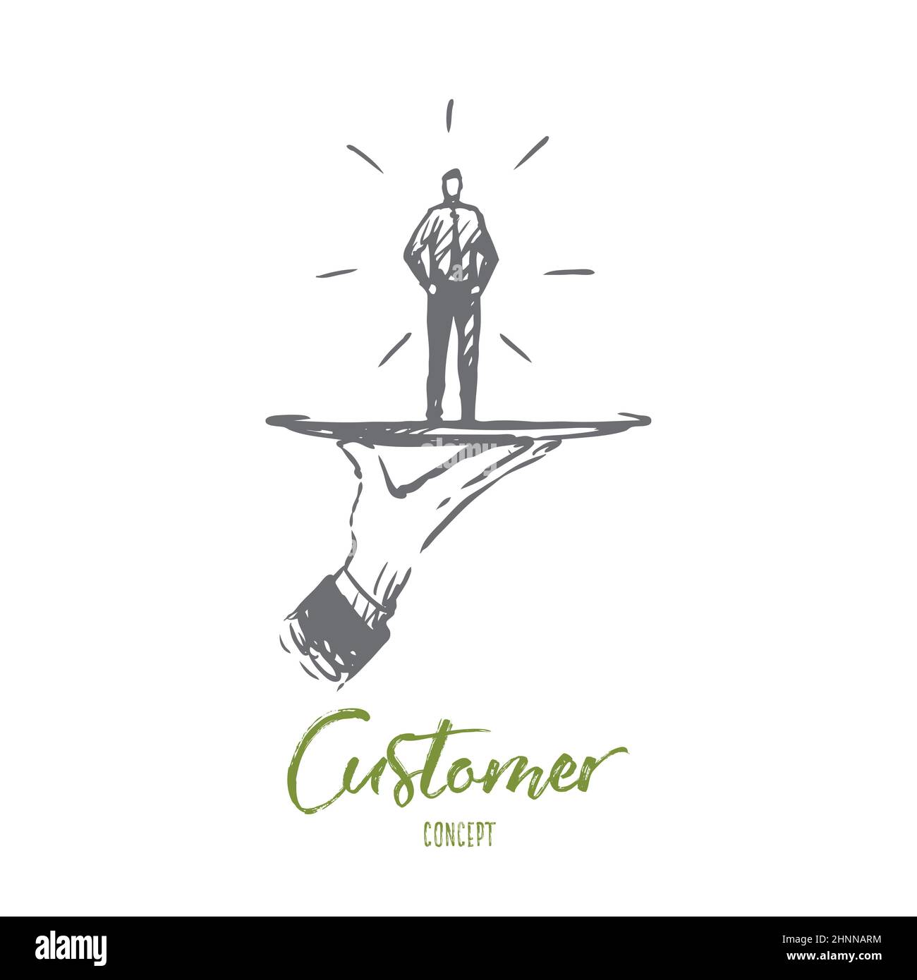 Customer, business, service, help, client concept. Hand drawn customer ...