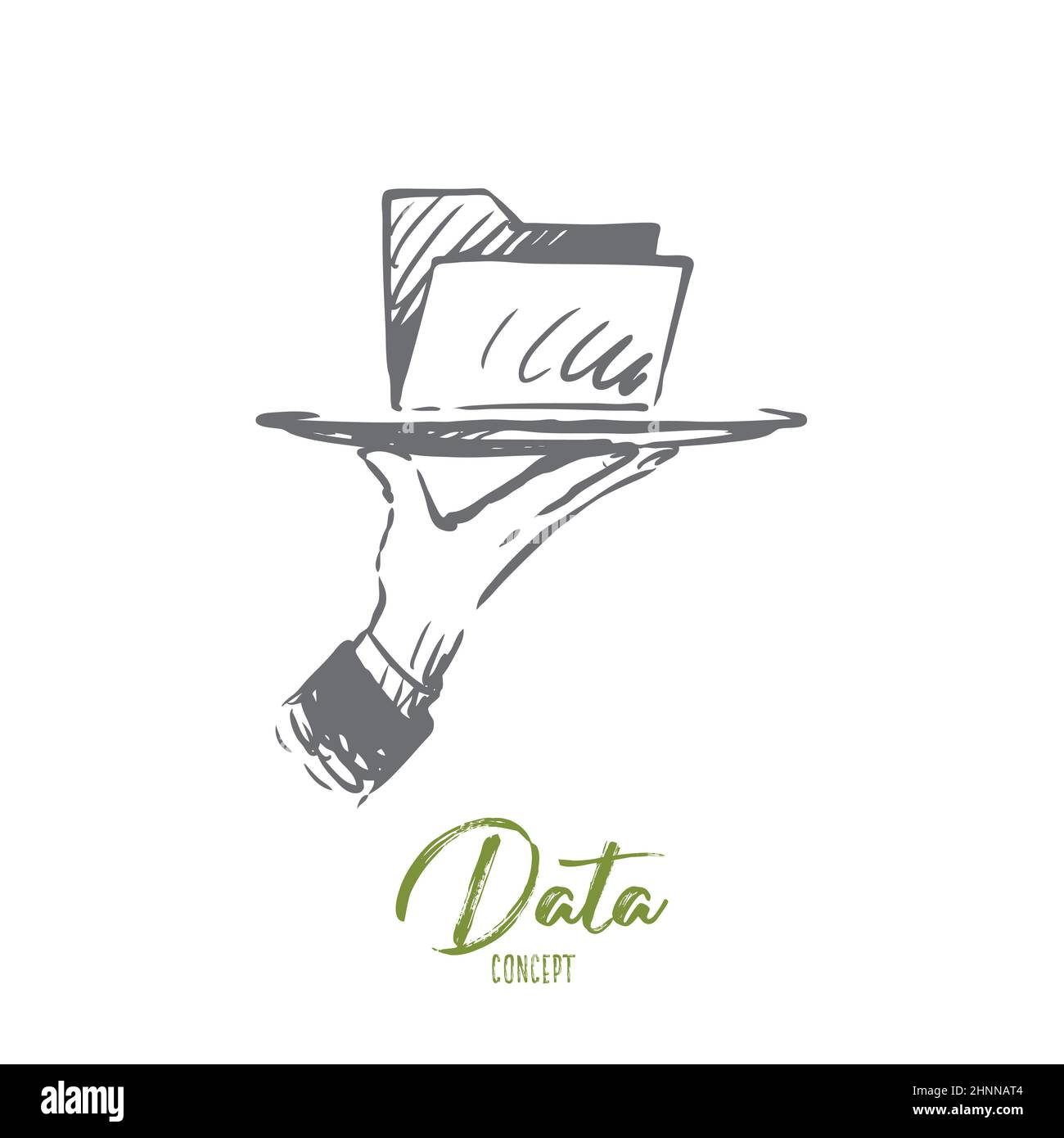 Data, digital, information, technology, analysis concept. Hand drawn ...