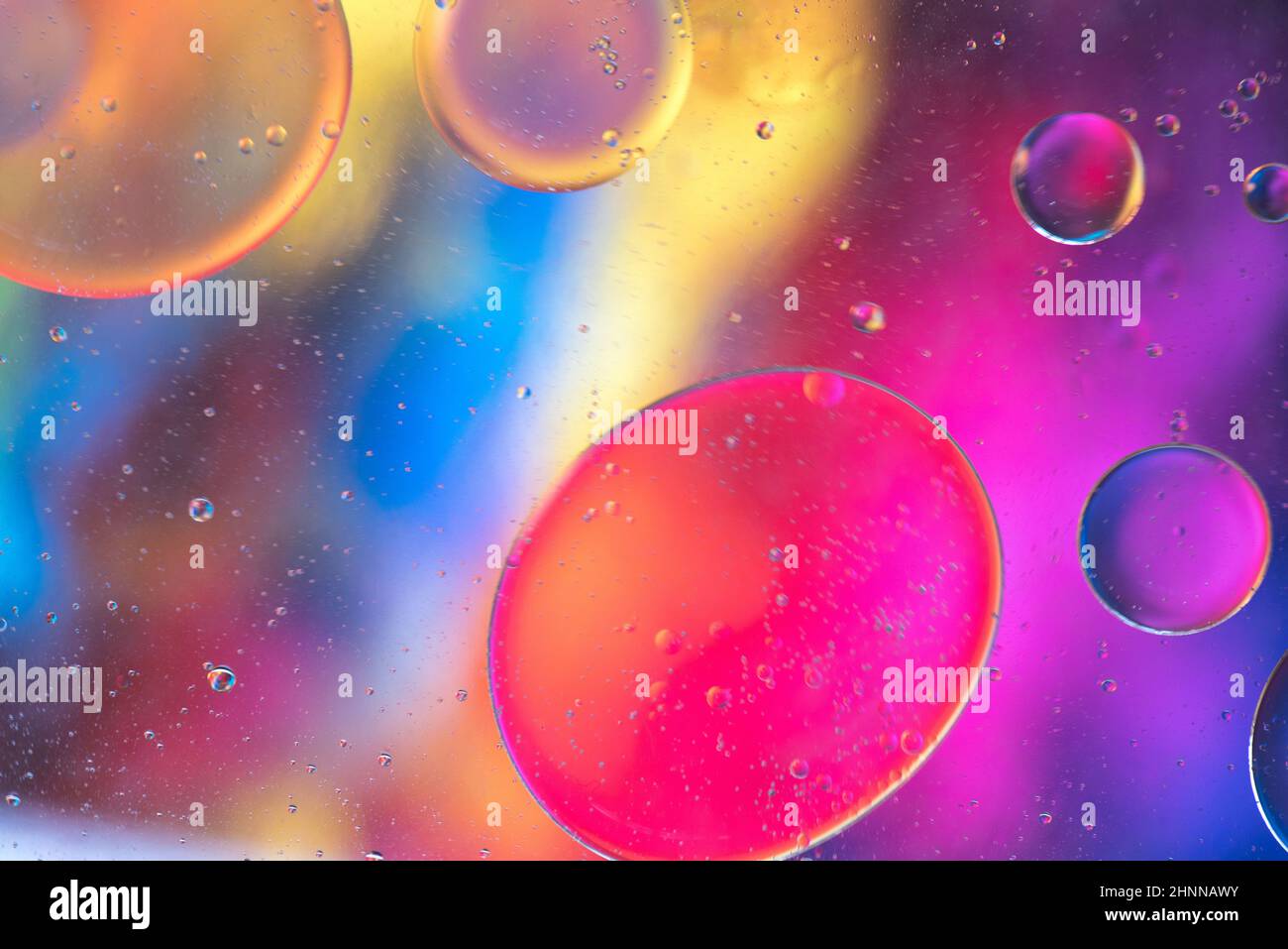 Oil drops in water. Abstract psychedelic pattern image rainbow colored ...