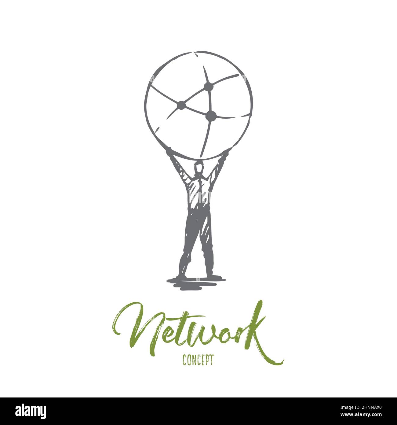 Network, social, communication, global, internet concept. Hand drawn ...