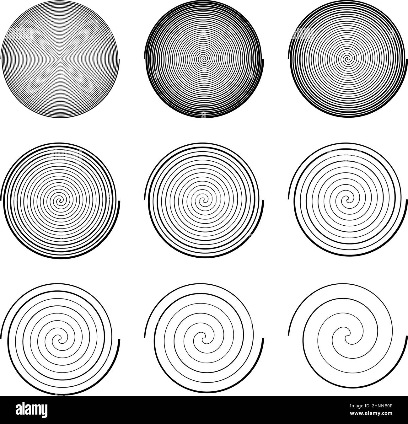 Spiral, swirl, twirl and whirl design elements. Vector - stock vector ...