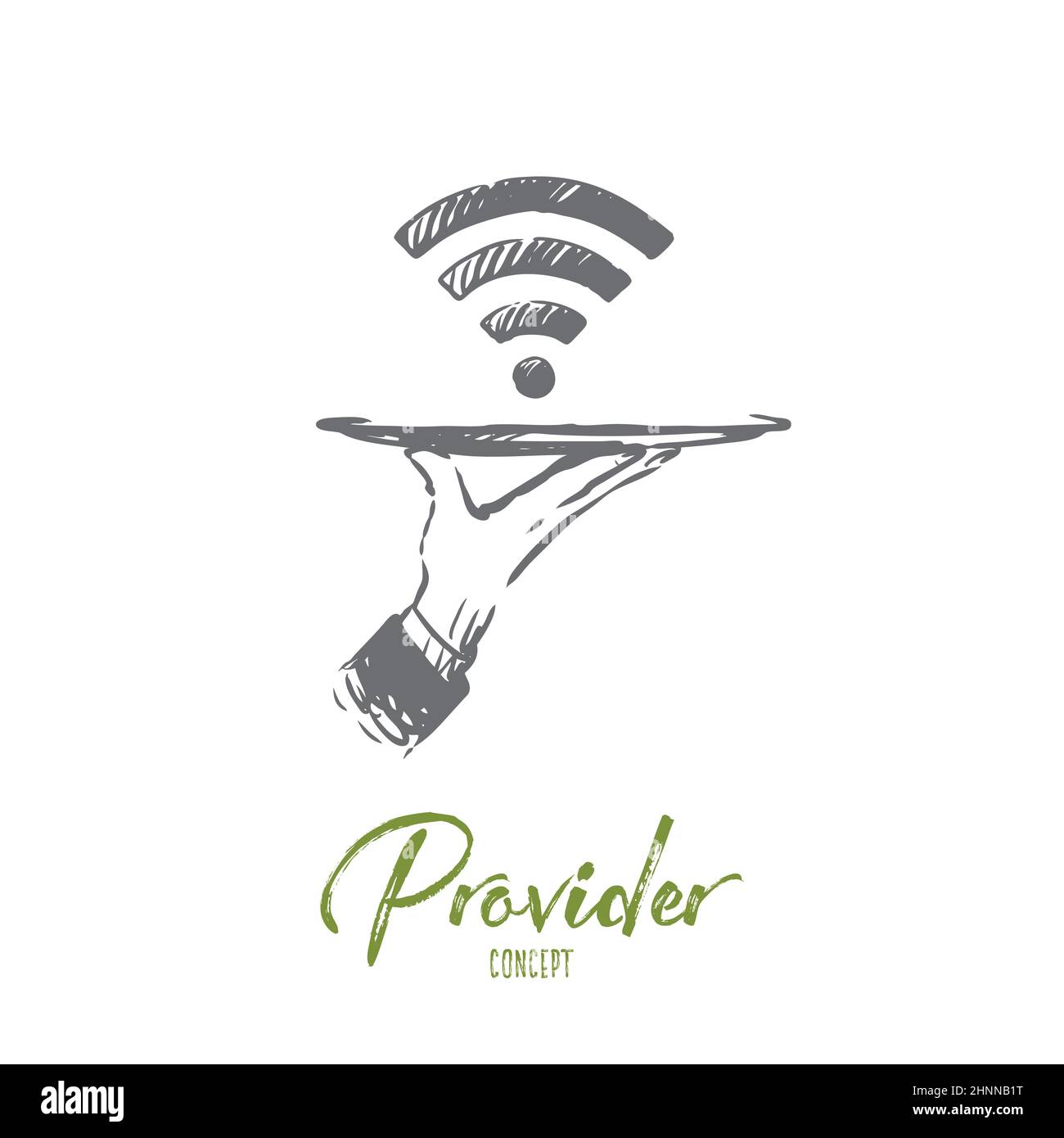 Provider, wi-fi, internet, network, access concept. Hand drawn symbol ...